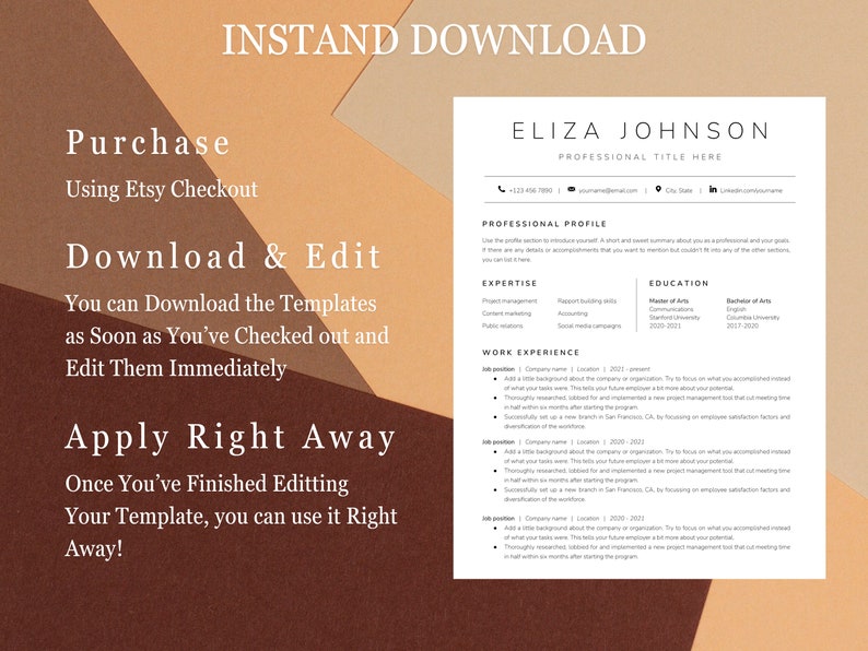 ATS Friendly Resume Template for Google Docs Word and Pages - Etsy