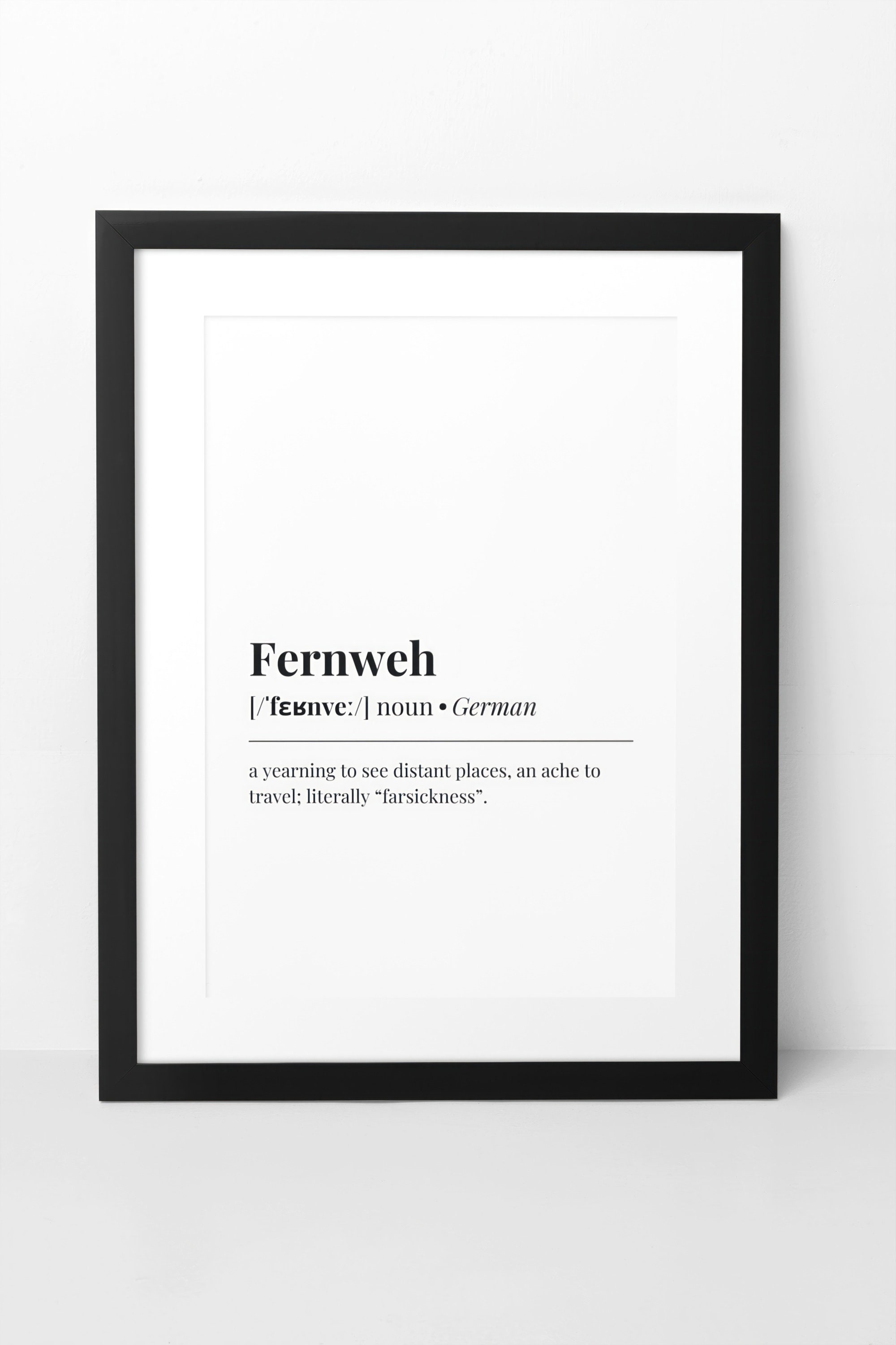 Word Definition Poster, Definition Wall Art, Definition Poster, Fernweh ...