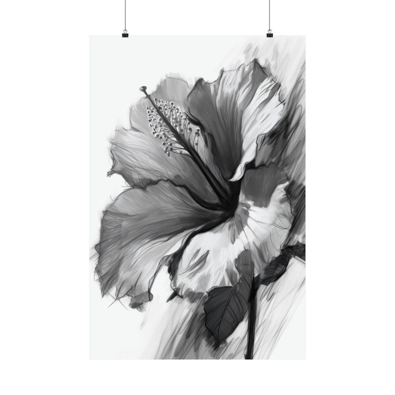 Hibiscus Poster, Hibiscus Floral Wall Art, Hibiscus Printable Black and ...