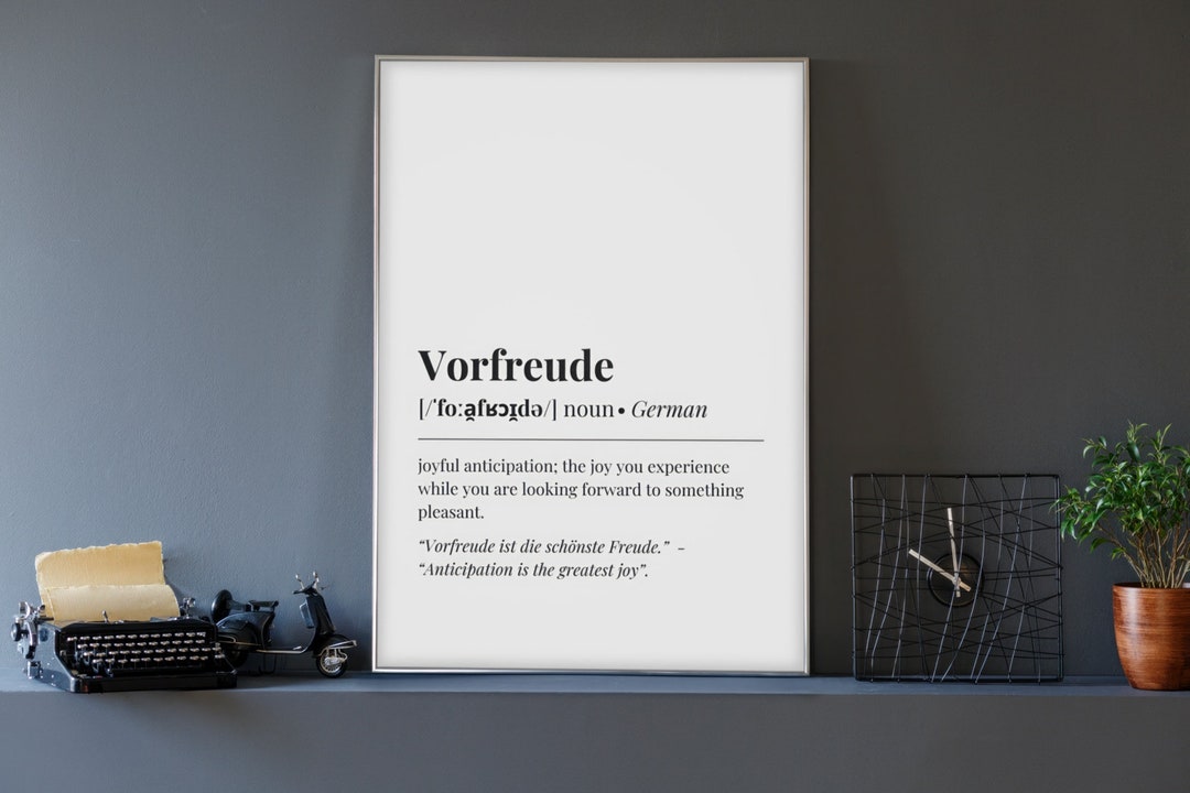 German Word Poster, Definition Wall Art, Definition Poster, Vorfreude ...