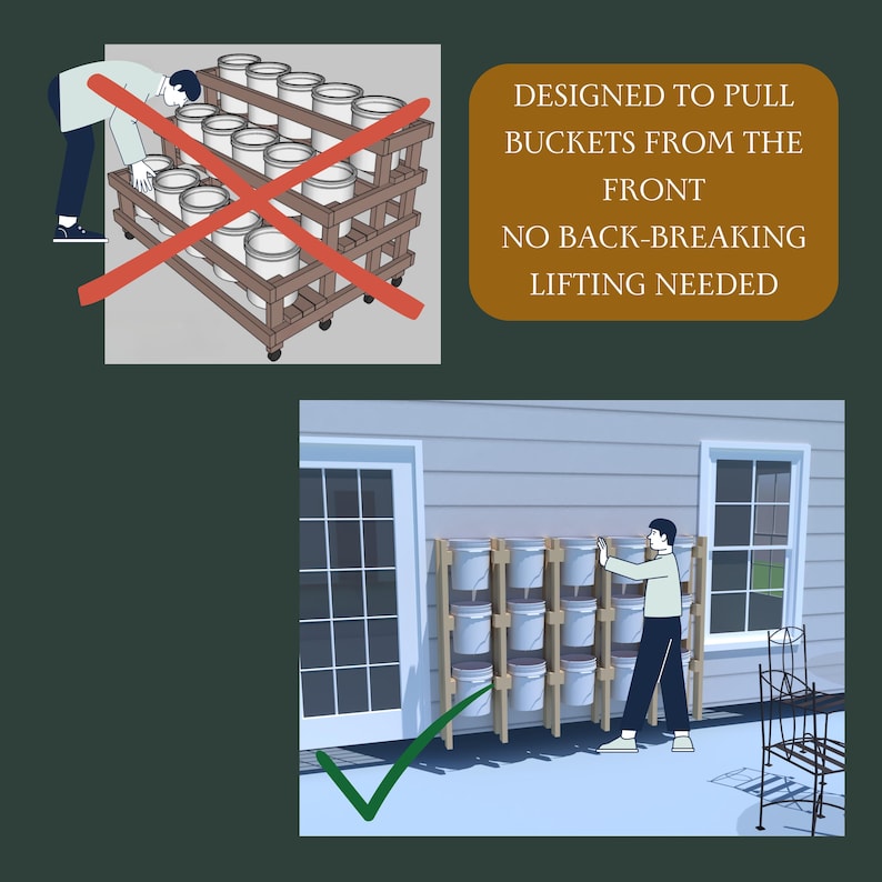 DIY Vertical Bucket Planter and Storage Shelf Design | PDF Build ...