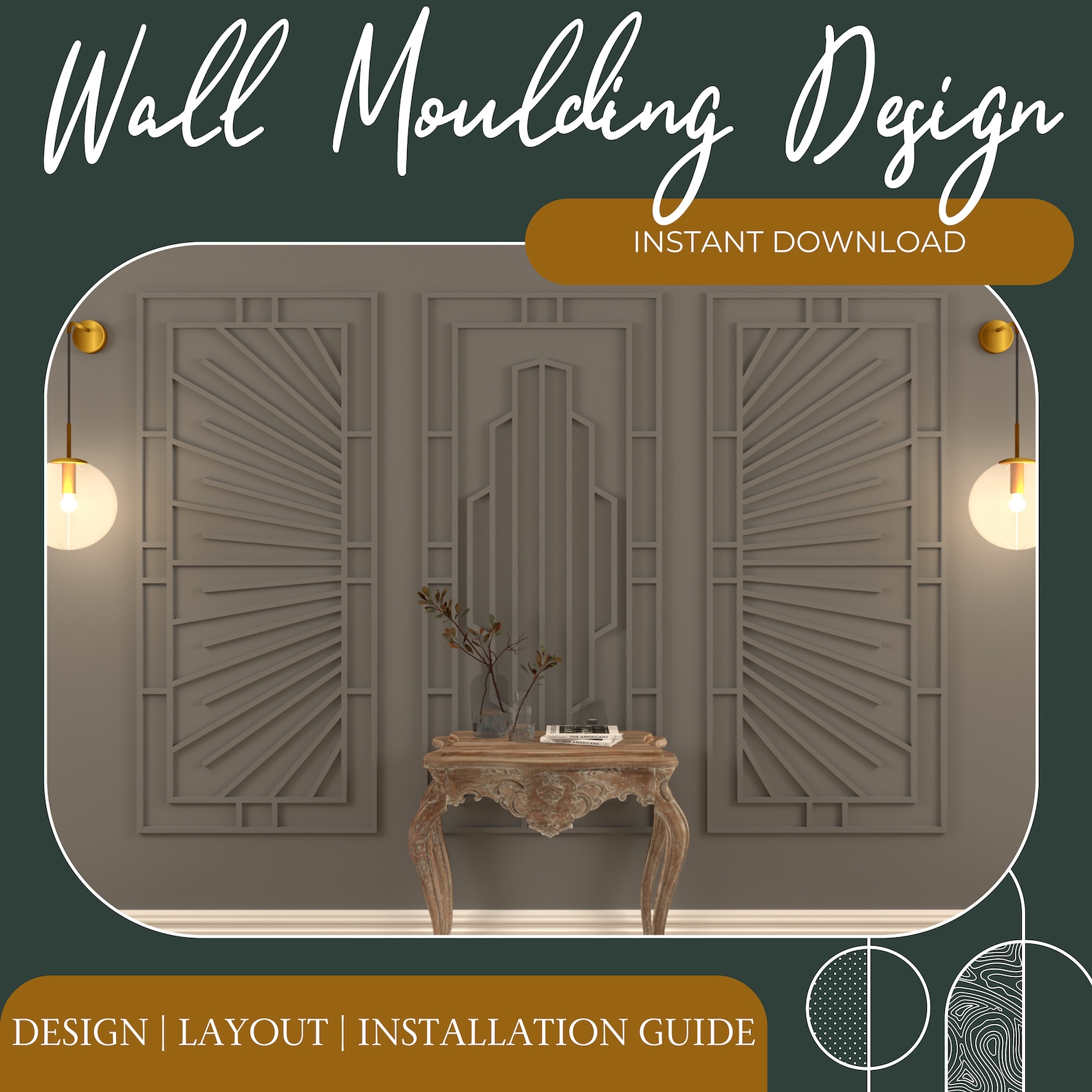 Accent Wall Moulding Art Deco Design and Installation Build Plan ...