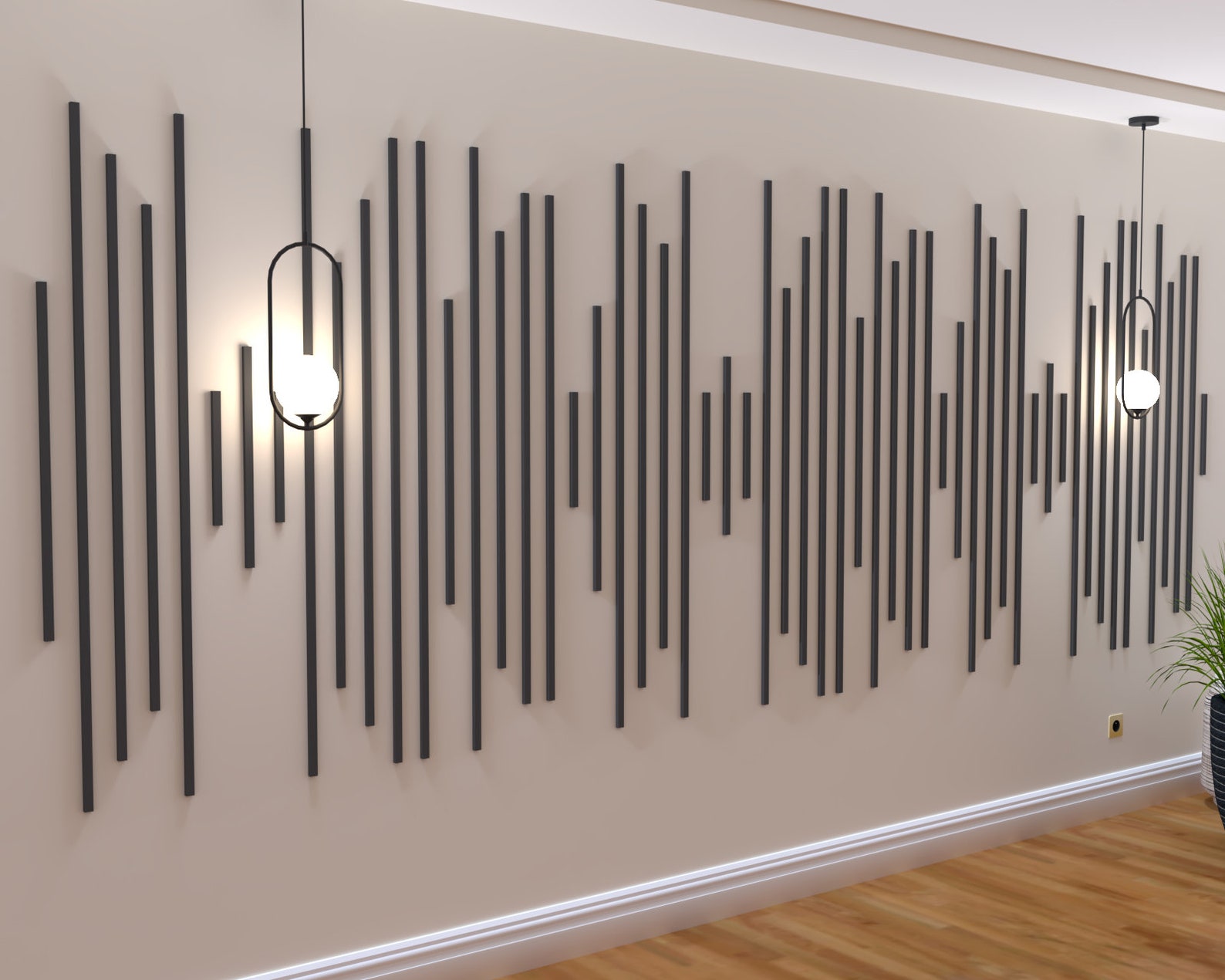 Abstract Sound Wave Accent Feature Wall Design and Installation Build ...