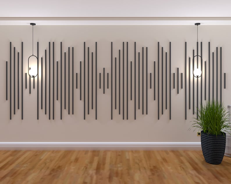 Abstract Sound Wave Accent Feature Wall Design and Installation Build ...