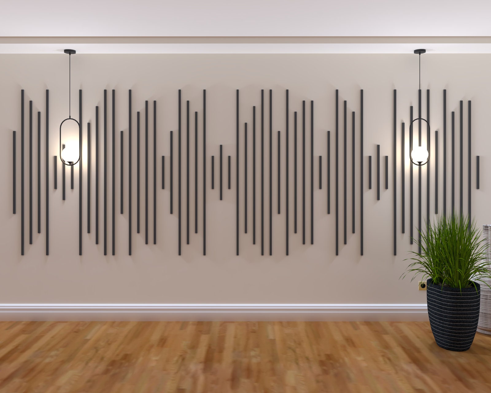 Abstract Sound Wave Accent Feature Wall Design and Installation Build ...