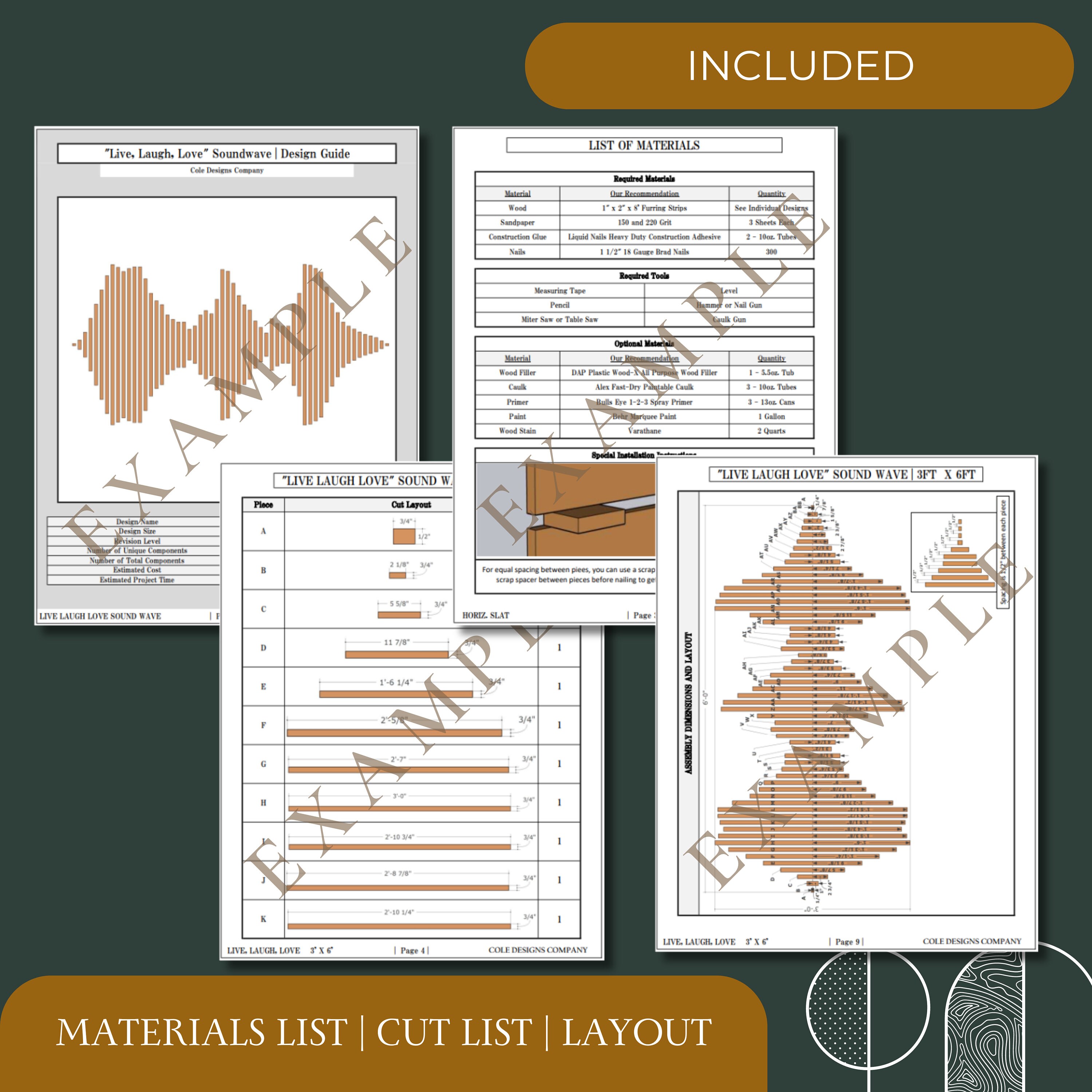 DIY Sound Wave Wood Art Design and Installation Build Plan Live Laugh ...