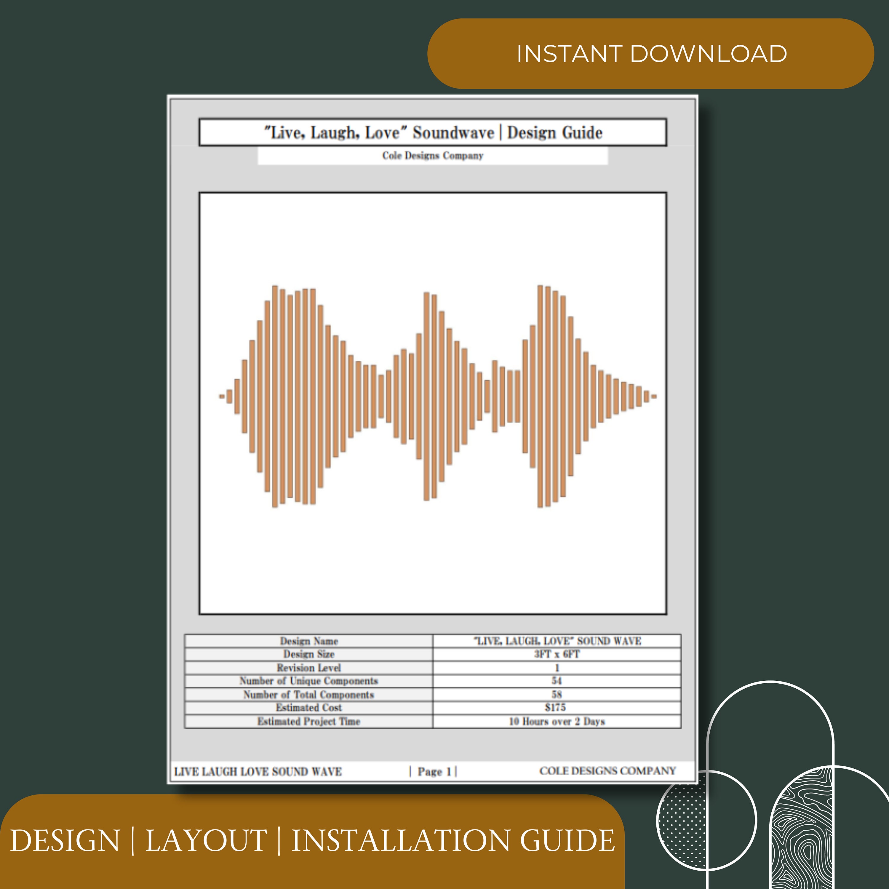 DIY Sound Wave Wood Art Design and Installation Build Plan Live Laugh ...