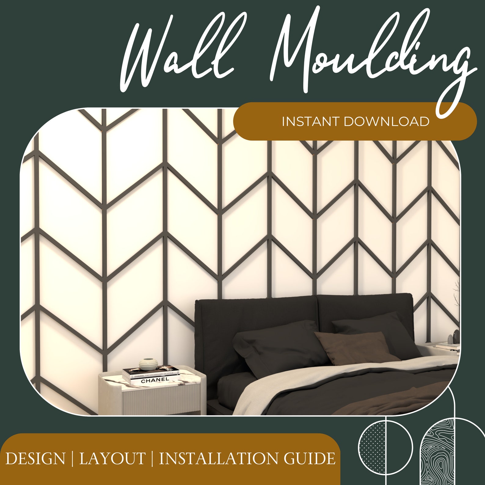 Accent Wall Moulding Design and Installation Build Plan Chevron Wall ...