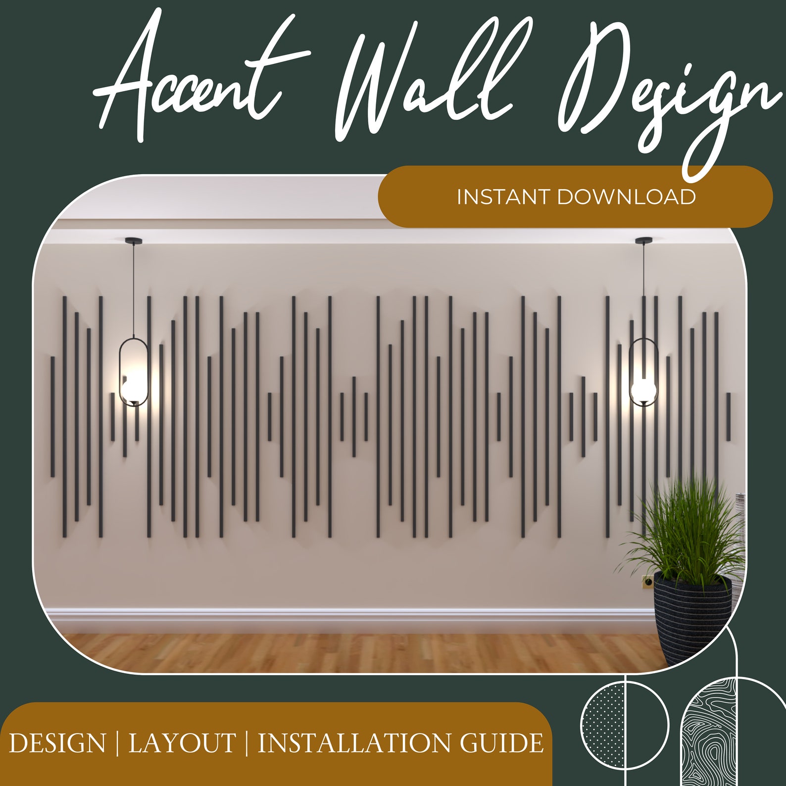 Abstract Sound Wave Accent Feature Wall Design and Installation Build ...