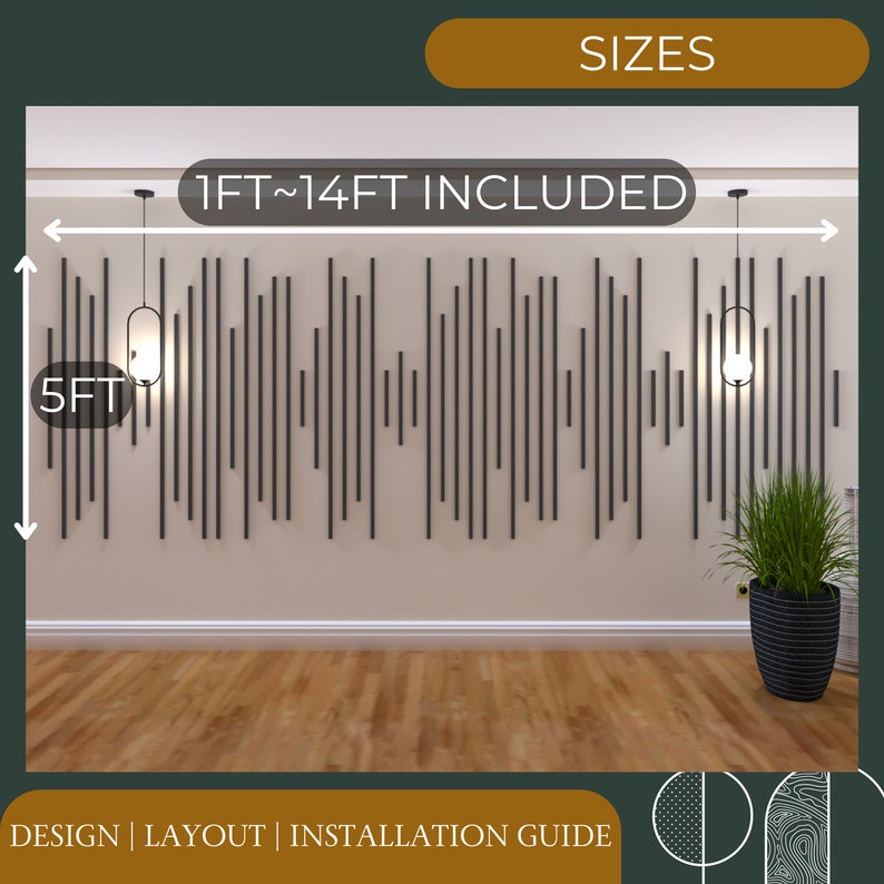 Abstract Sound Wave Accent Feature Wall Design and Installation Build ...