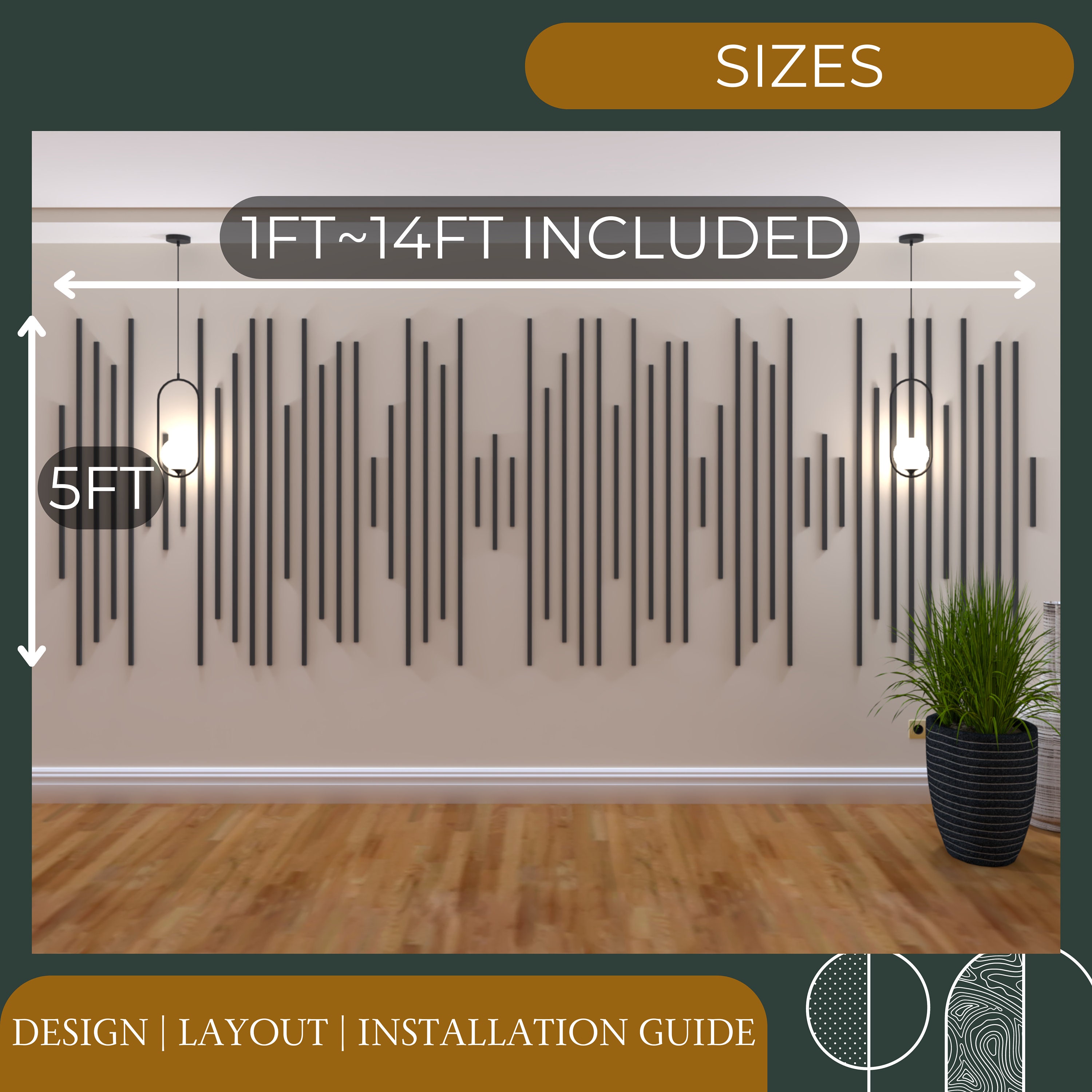Abstract Sound Wave Accent Feature Wall Design and Installation Build ...