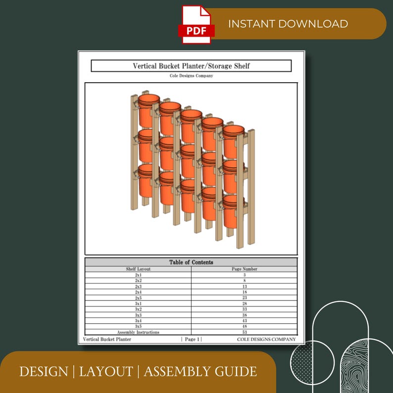 DIY Vertical Bucket Planter and Storage Shelf Design | PDF Build ...