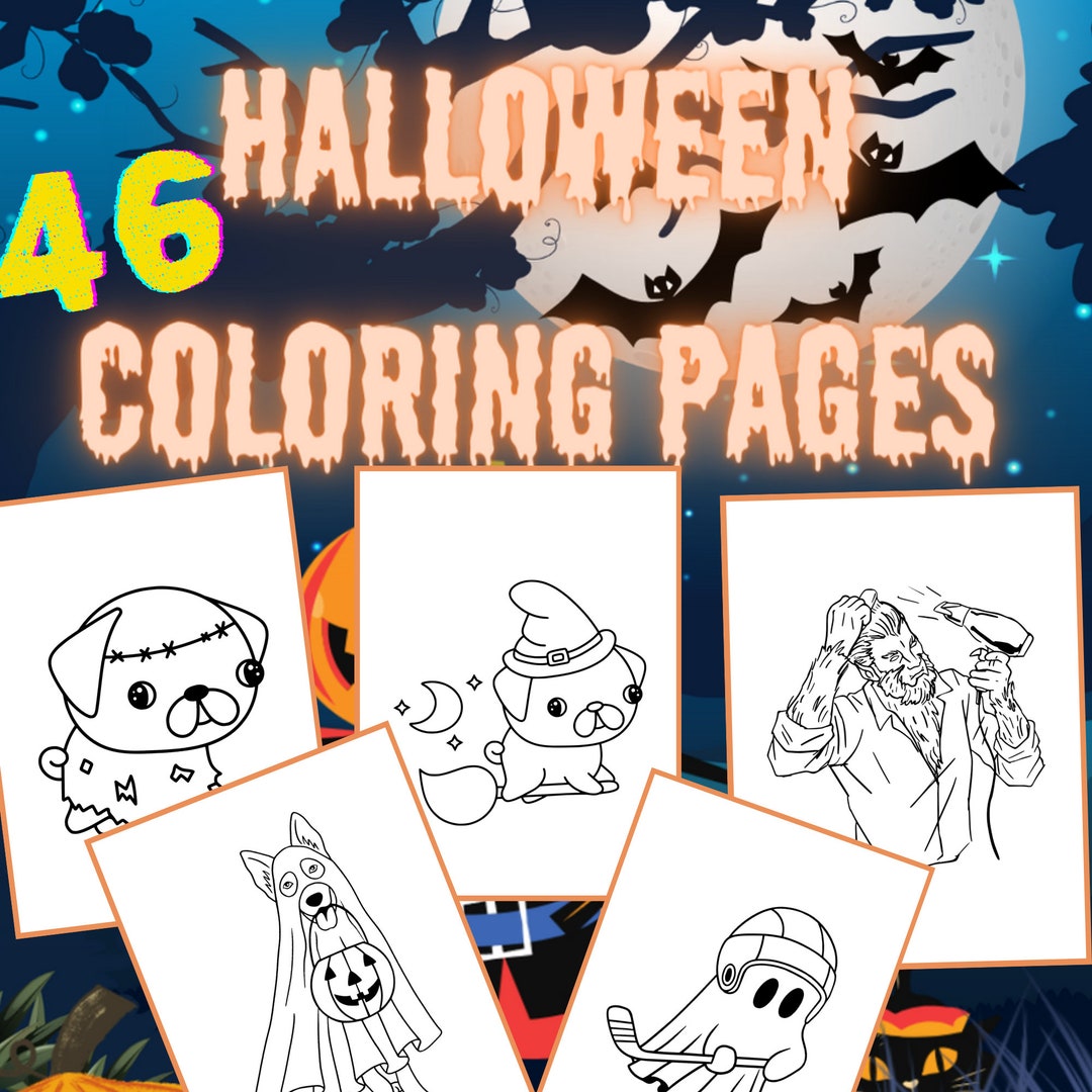 46 Printable PDF, Funny Halloween Coloring Pages for Kids, Funny Dogs ...