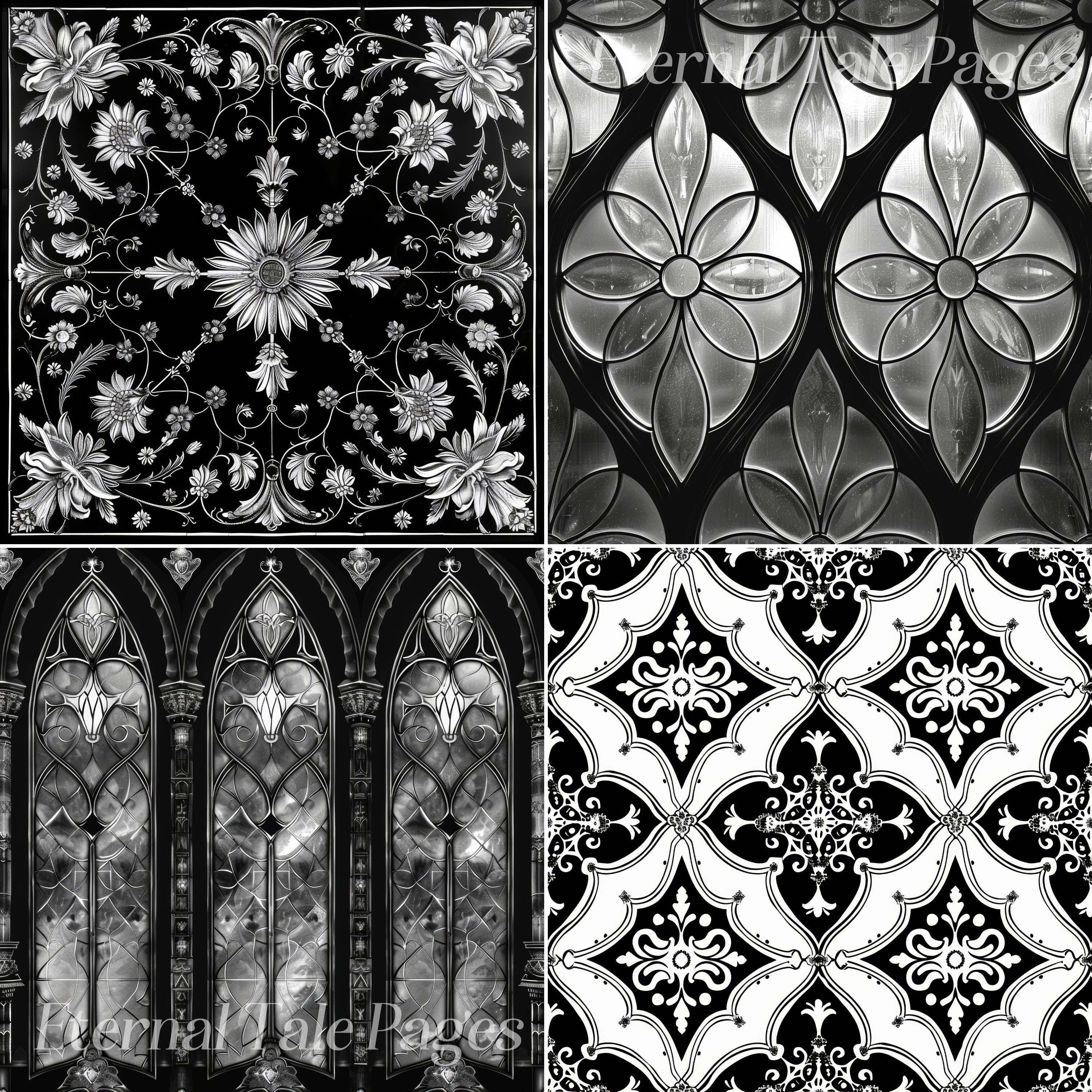 Black & White Glass Junk Journal Pages: Tile Designs (digital Paper) - Etsy