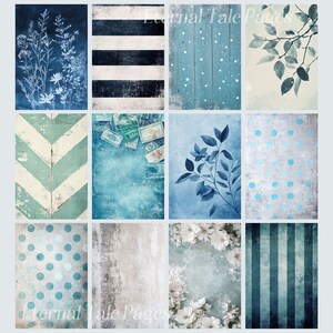 Winter Botanical Digital Paper: Grungy Blue Scrapbook Backgrounds ...