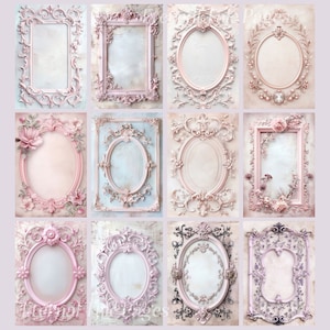 Pink Lilac Ornate Frames Digital Paper: Rococo Baroque Printable Images ...