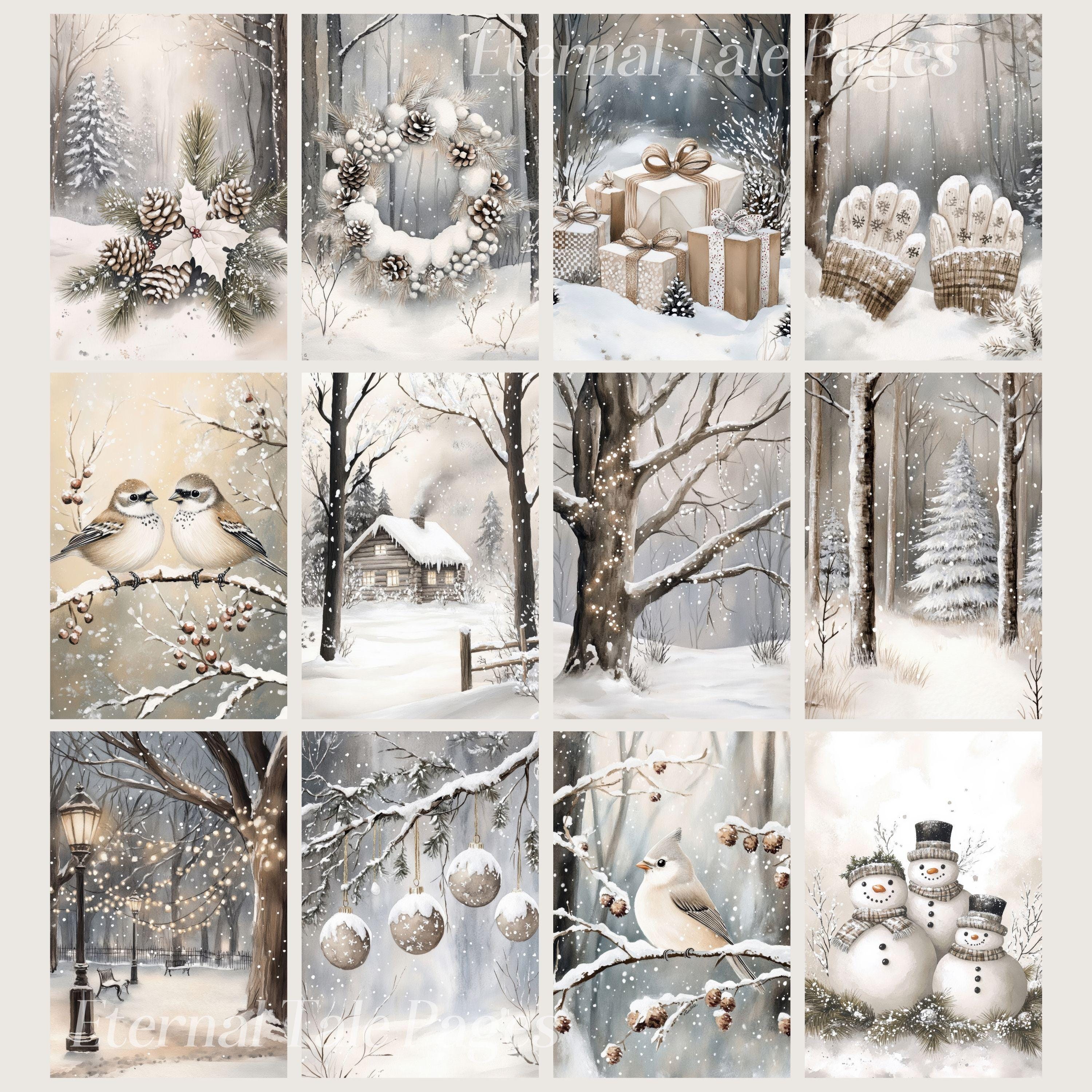 Neutral Christmas Digital Paper Set: Beige Winter Backgrounds ...