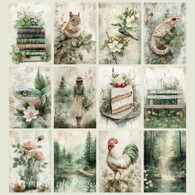 Forest Junk Journal Pages: Botanical Scrapbook Paper (digital Download ...
