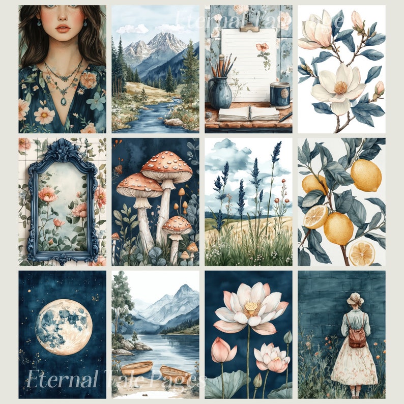Watercolor Countryside Digital Paper: Simple Stories Scrapbook Pages ...