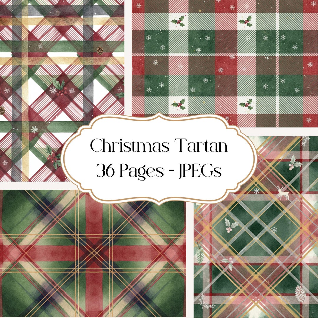 Christmas Tartan Digital Paper Pack: Red & Green Plaid (A4/US Letter ...