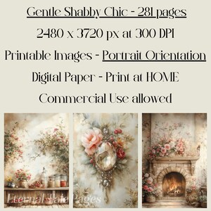 Gentle Shabby Chic Pages, Digital Paper, Junk Journal, Scrapbook Paper ...