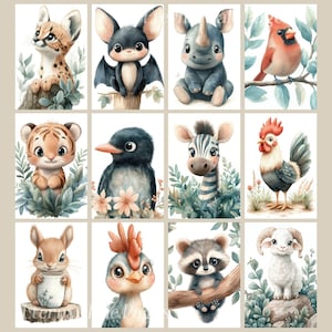 Watercolor Animals Digital Paper, Scrapbook Printables (digital ...