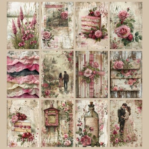 Romantic Letters Pages for Scrapbooking, Junk Journal, Vintage Memories ...