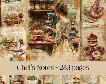 Cooking and Baking Junk Journal Pages, Kitchen, Chef, Scrapbook Paper ...