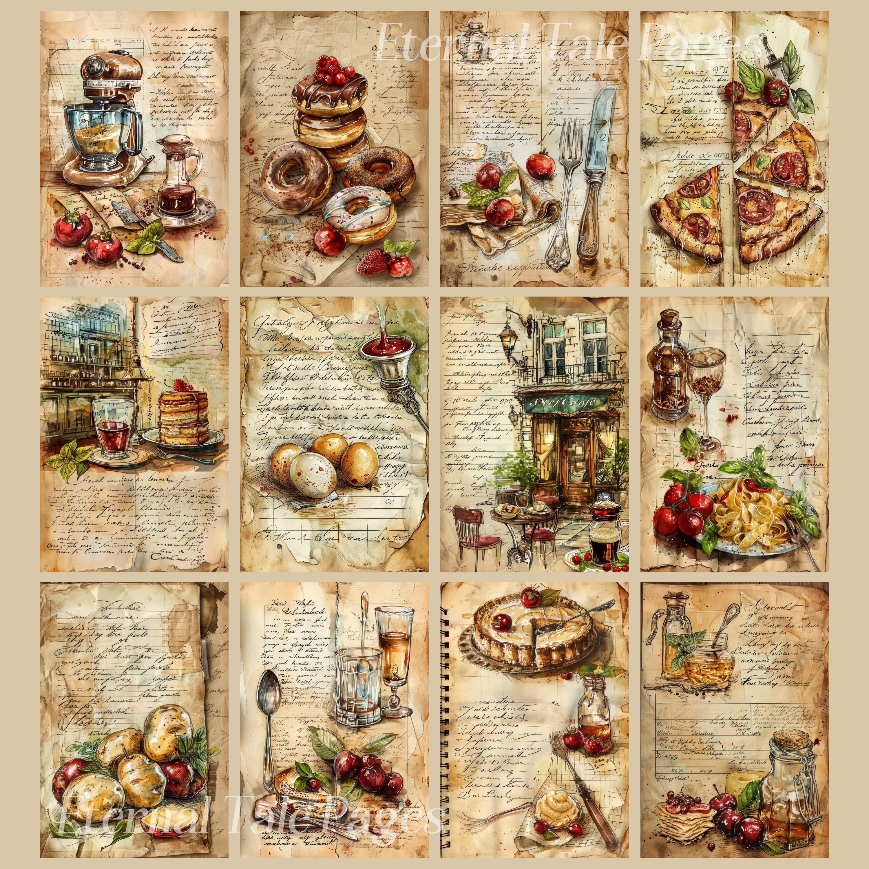 Chef's Notes Digital Paper: Vintage Cookbook Pages (283 JPEG) - Etsy