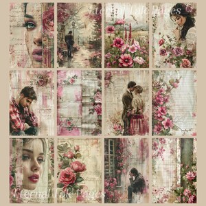 Romantic Letters Pages for Scrapbooking, Junk Journal, Vintage Memories ...