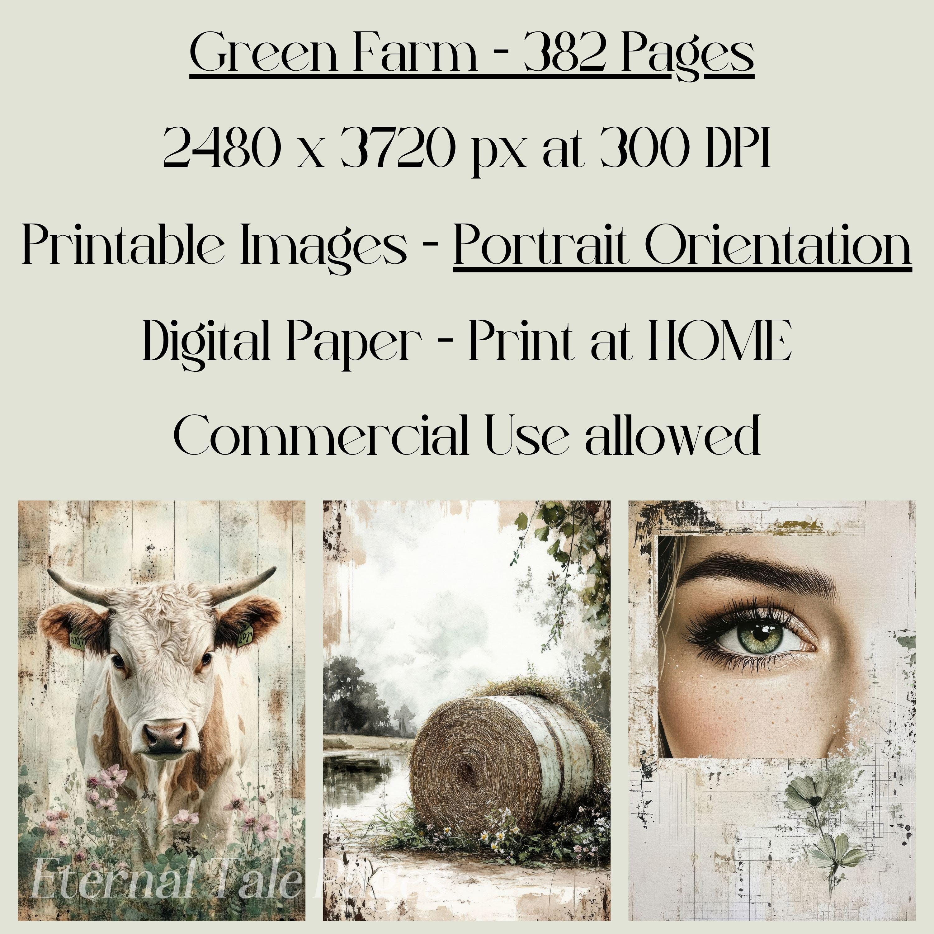 Green Farm Digital Paper: Rustic Cottagecore Scrapbook Pages (digital ...