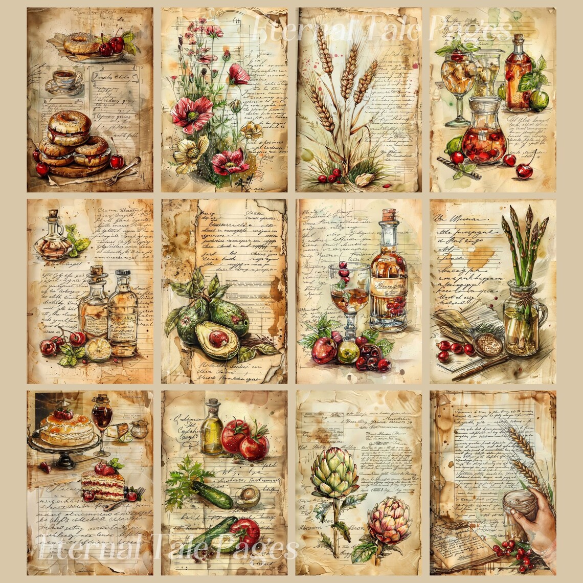 Chef's Notes Digital Paper: Vintage Cookbook Pages (283 JPEG) - Etsy