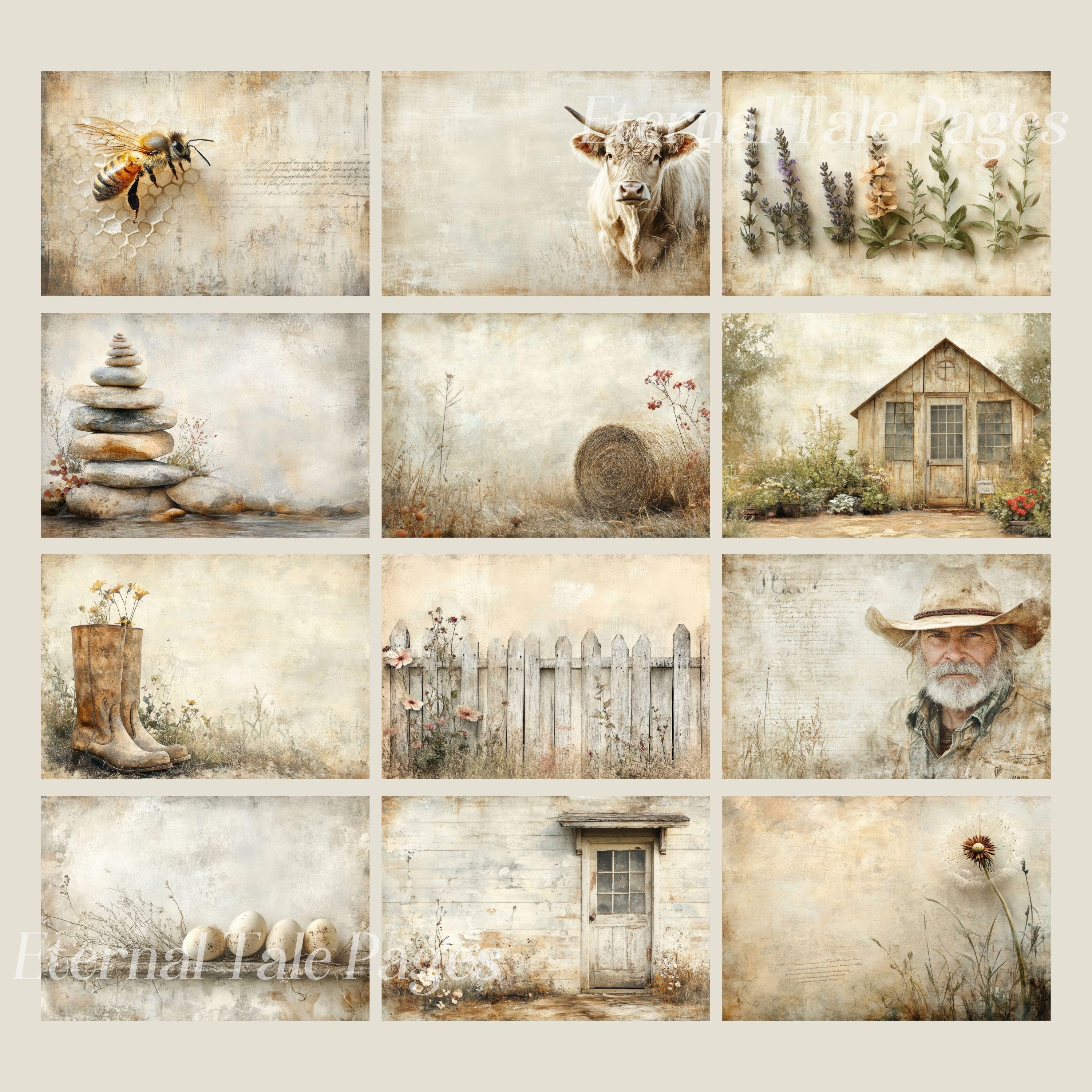 Farm Life Digital Paper: Landscape Junk Journal Pages (222 JPEG) - Etsy