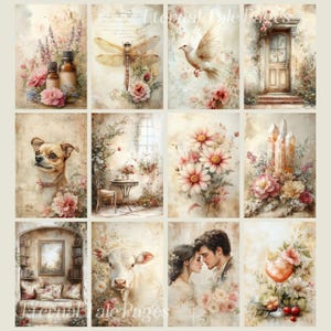 Gentle Shabby Chic Pages, Digital Paper, Junk Journal, Scrapbook Paper ...