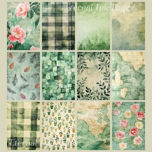 Sage Green Digital Paper: Floral Scrapbook Pages (digital Download) - Etsy