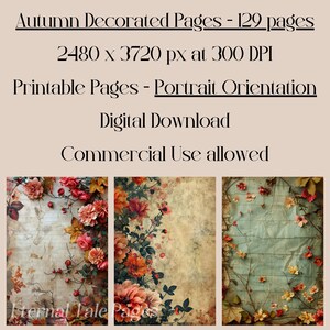 Autumn Decorated Pages for Scrapbook and Junk Journal, Lined Paper ...