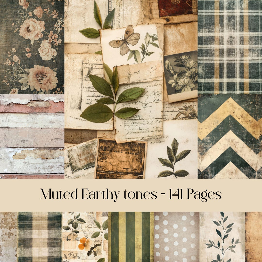 Earthy Tones Digital Paper: Junk Journal Scrapbook Backgrounds (digital ...