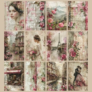 Romantic Letters Pages for Scrapbooking, Junk Journal, Vintage Memories ...