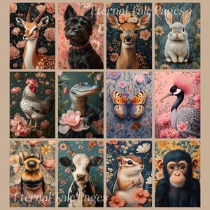 Animals & Birds Junk Journal Pages: Floral Safari (digital Paper) - Etsy
