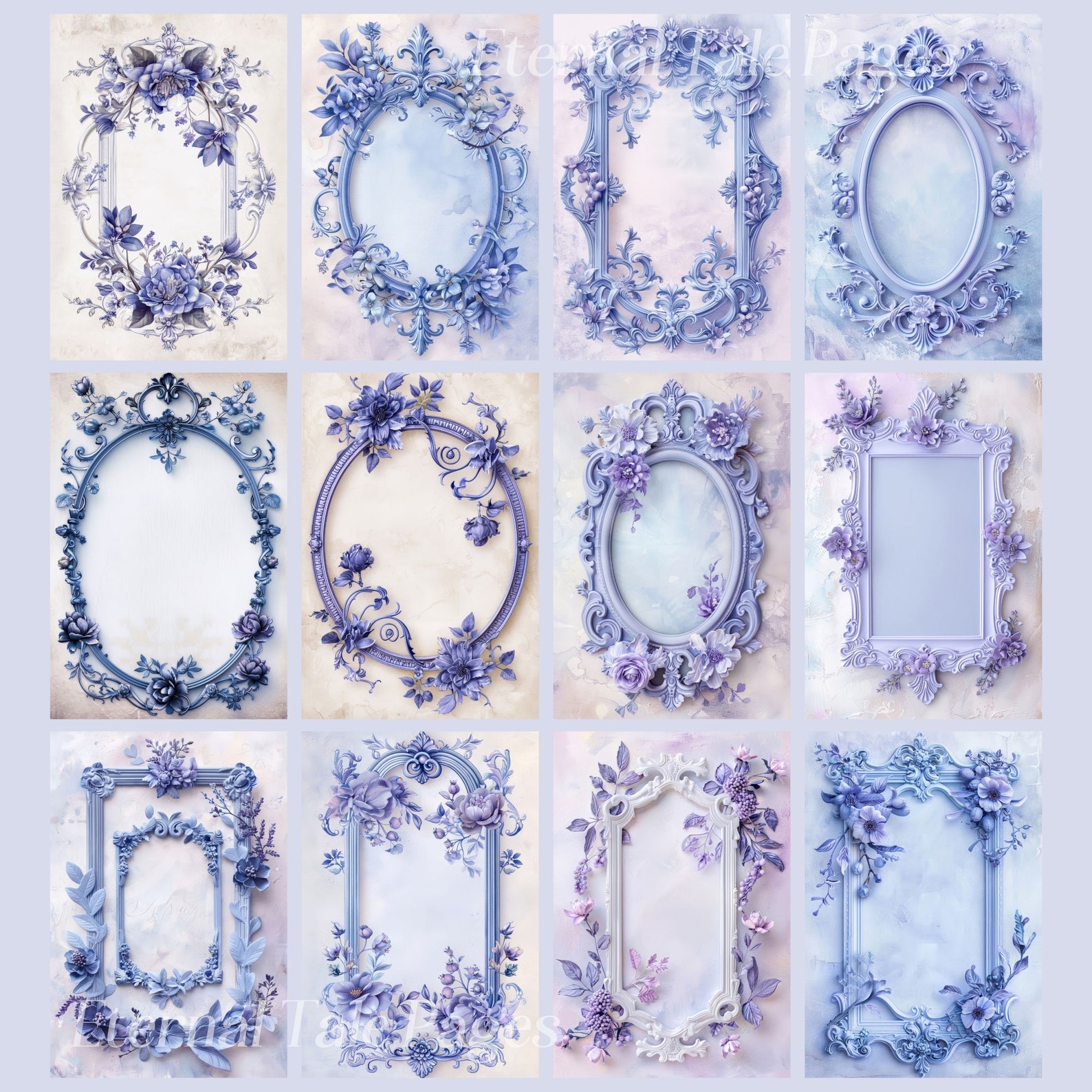 Purple Ornate Frames: Rococo Baroque Digital Paper (155 JPEG) - Etsy