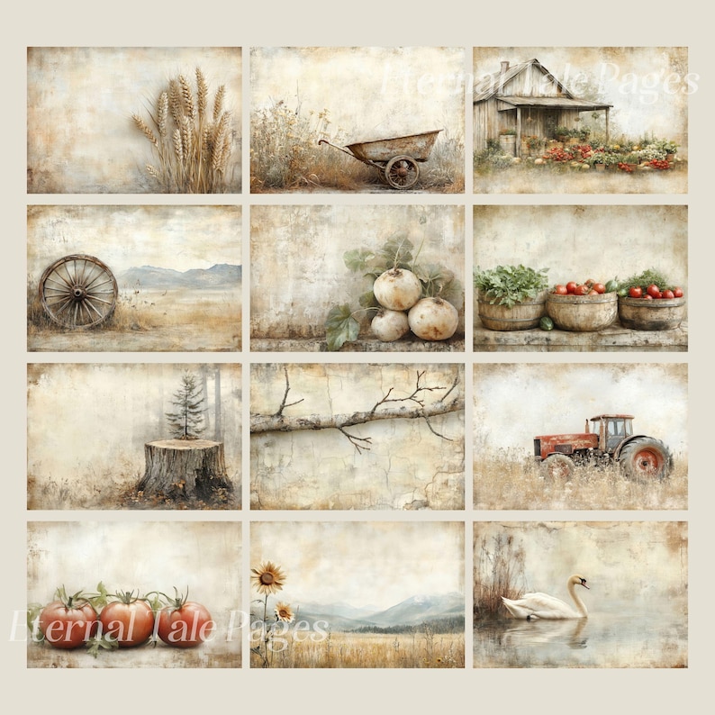 Farm Life Digital Paper: Landscape Junk Journal Pages (222 JPEG) - Etsy