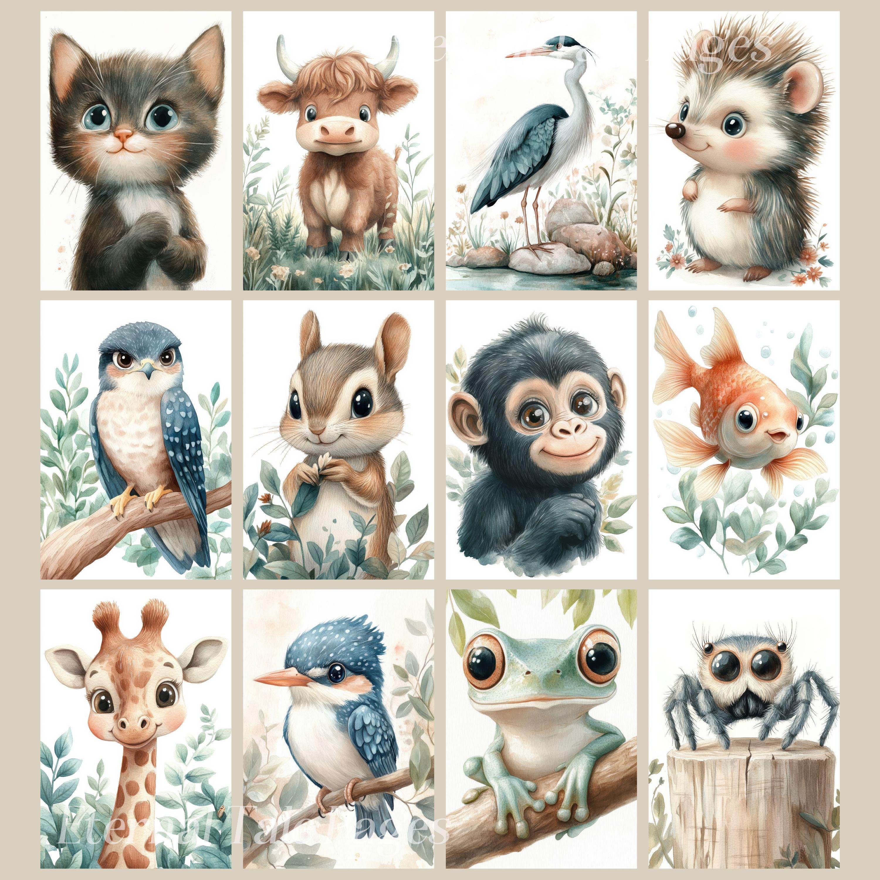 Watercolor Animals Digital Paper, Scrapbook Printables (digital ...