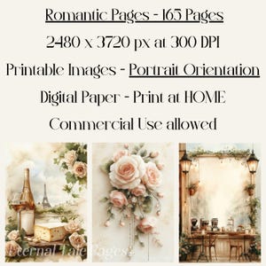 Romantic French Country Digital Paper: Junk Journal Pages (165 A4 JPEG ...