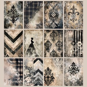 Black Grunge Digital Paper: Damask, Lace, Tartan (digital Download) - Etsy