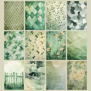 Sage Green Digital Paper: Floral Scrapbook Pages (digital Download) - Etsy