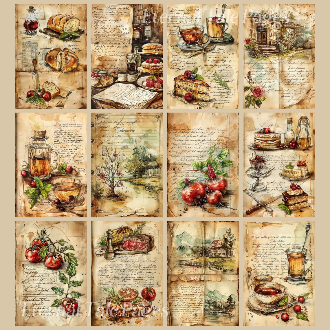 Chef's Notes Digital Paper: Vintage Cookbook Pages (283 JPEG) - Etsy