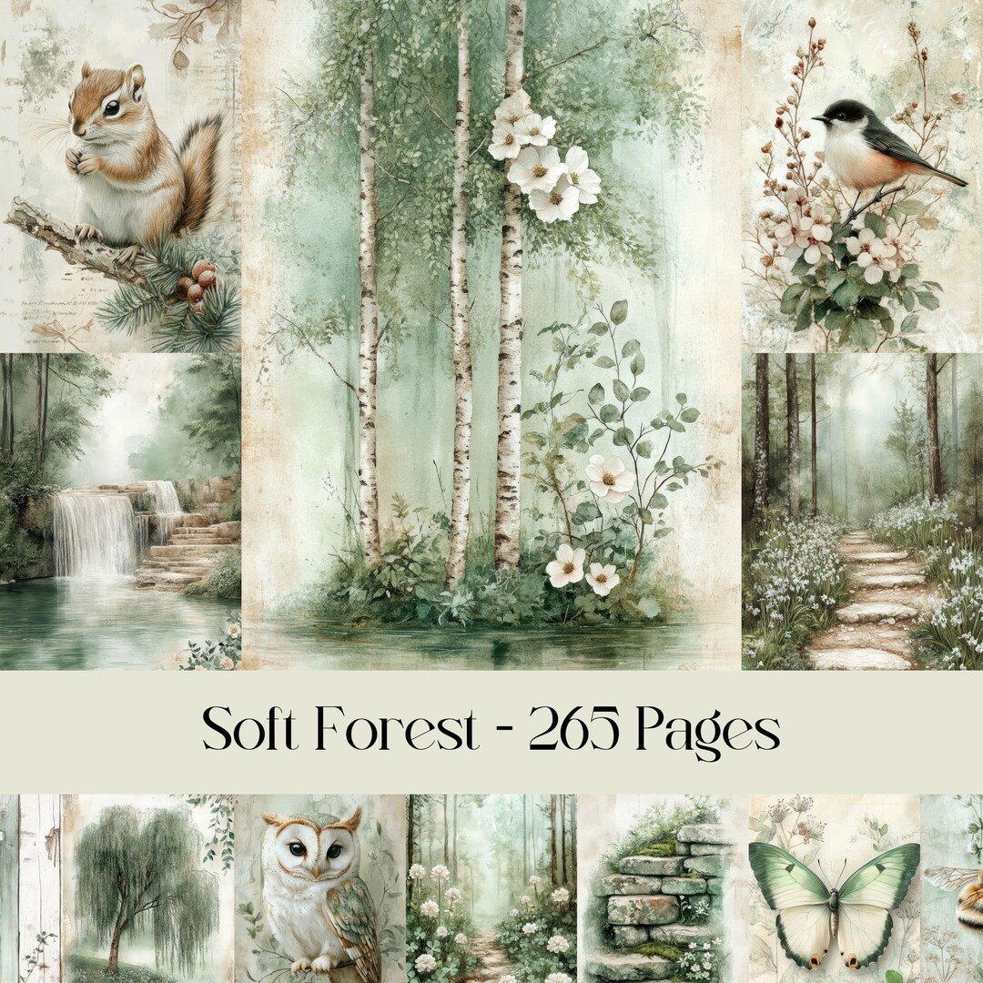 Forest Junk Journal Pages: Botanical Scrapbook Paper (digital Download ...