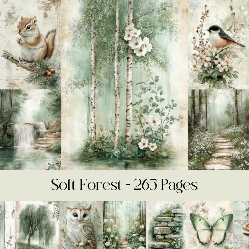 Forest Junk Journal Pages: Botanical Scrapbook Paper (digital Download ...