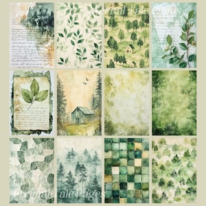 Sage Green Digital Paper: Floral Scrapbook Pages (digital Download) - Etsy