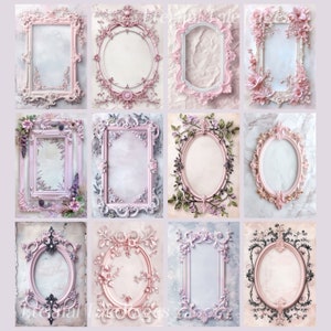 Pink Lilac Ornate Frames Digital Paper: Rococo Baroque Printable Images ...